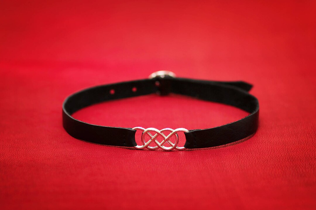 Silver Infinity Choker Kitten Play Collar Black Choker Leather Choker ...