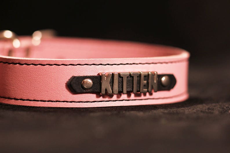 Ddlg Collar Pink Choker Kitten Play Collar Leather Bdsm Collar Etsy