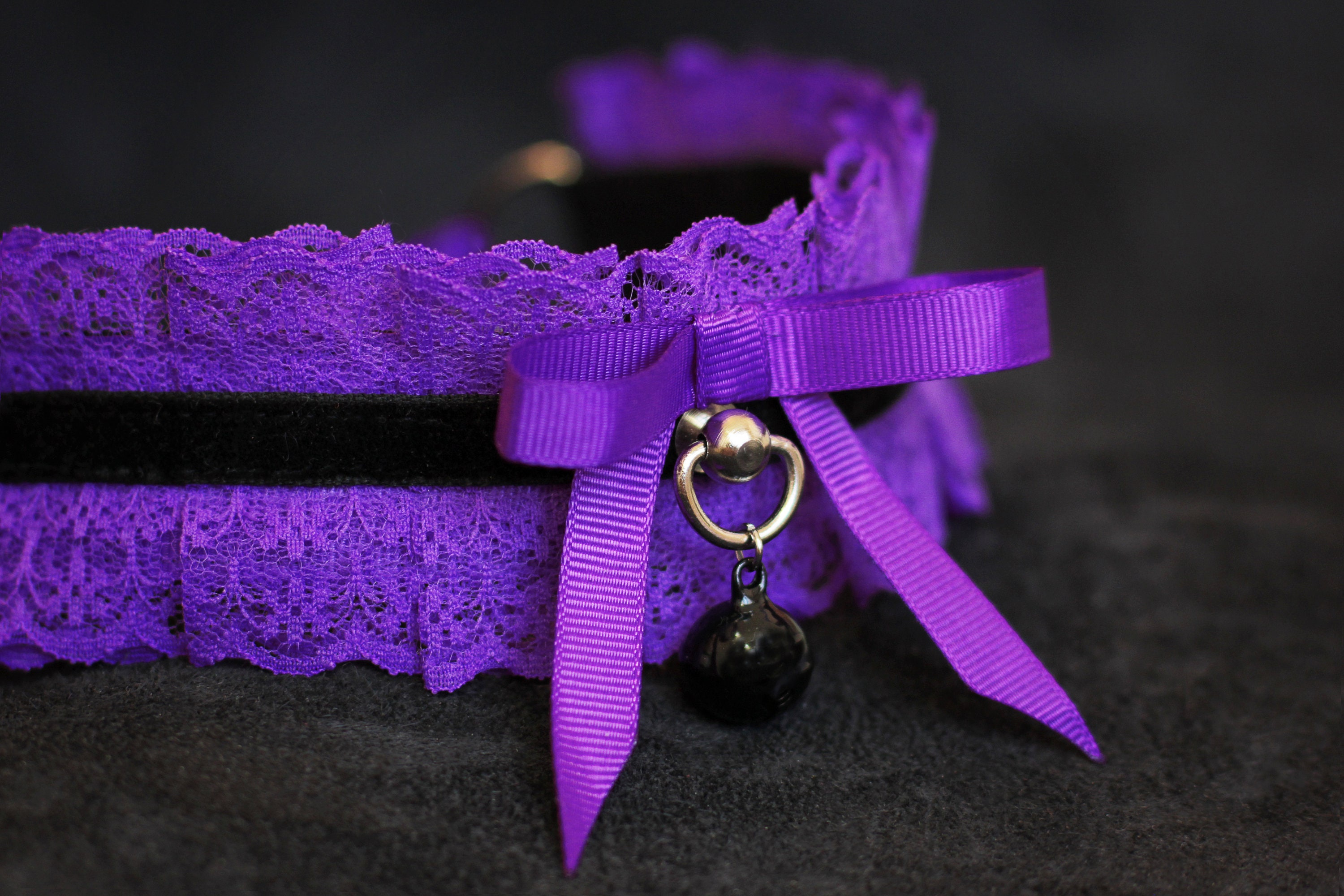 Purple Choker DDLG Collar Violet Lace Choker Kitten Play Bdsm Gothic ...