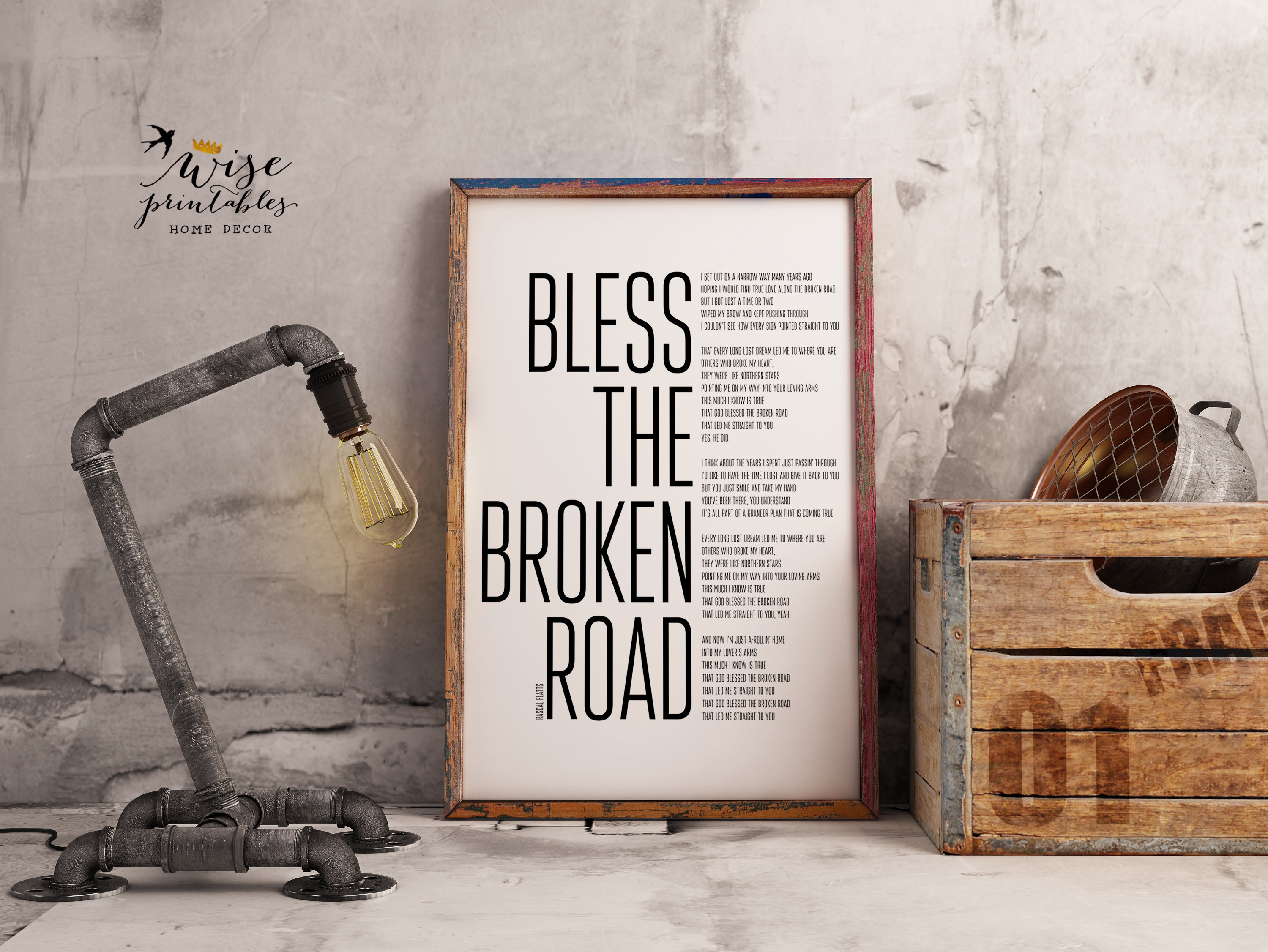 Rascal Flatts Bless The Broken Road song print Lyrics decor | Etsy