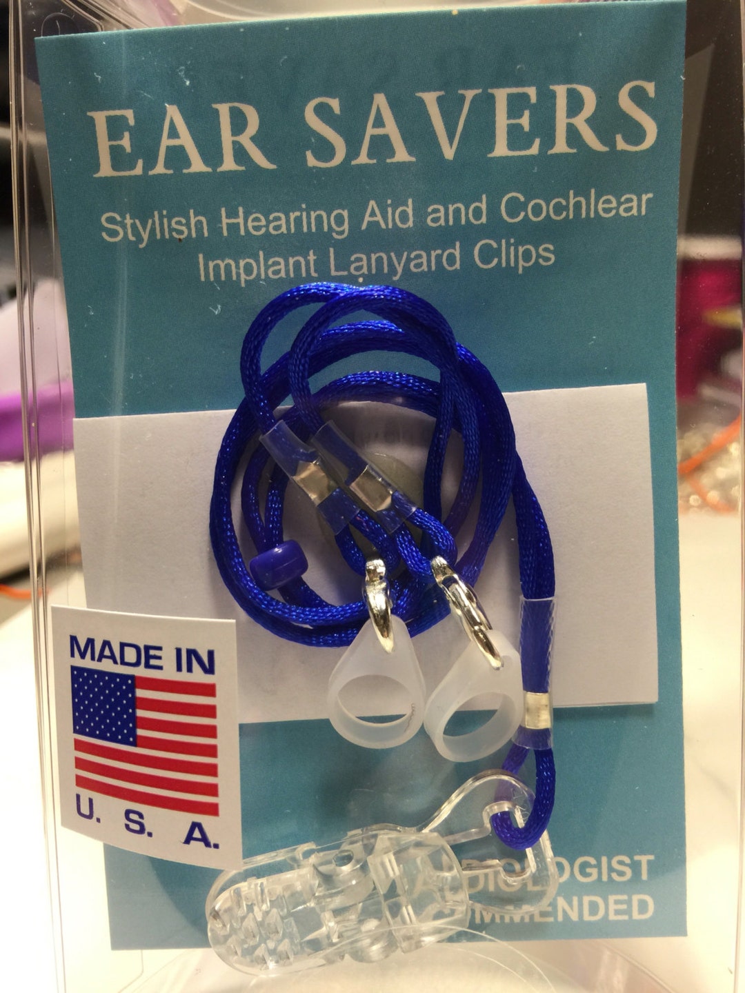 Blue Shiny Lanyard Hearing Aid or Cochlear Implant Clips - Etsy