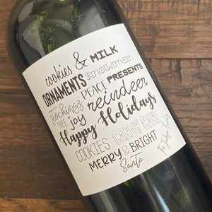 Personalized Christmas WINE LABELS, Holiday Gifts for Wine Lovers ...
