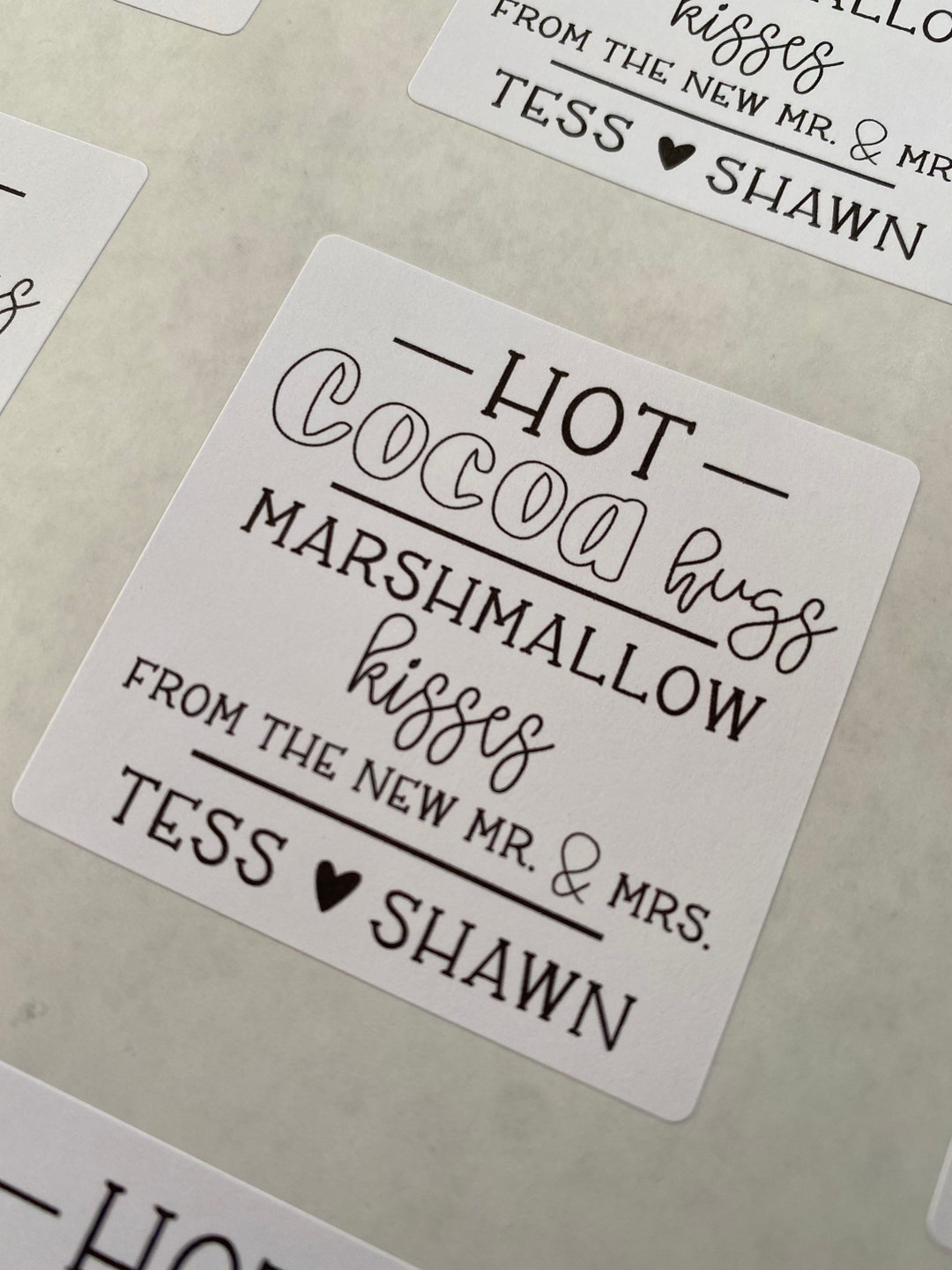 Personalized Hot Cocoa Wedding Favor Stickers, Labels for Hot Chocolate ...
