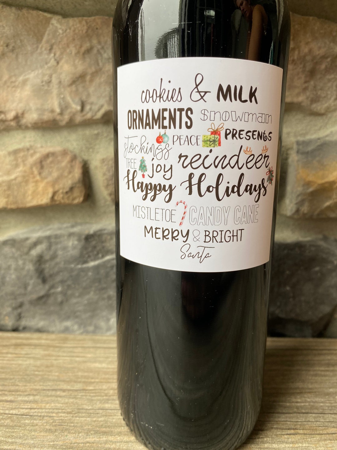 Christmas Wine Labels, Hostess Gift for Christmas Eve, Table ...