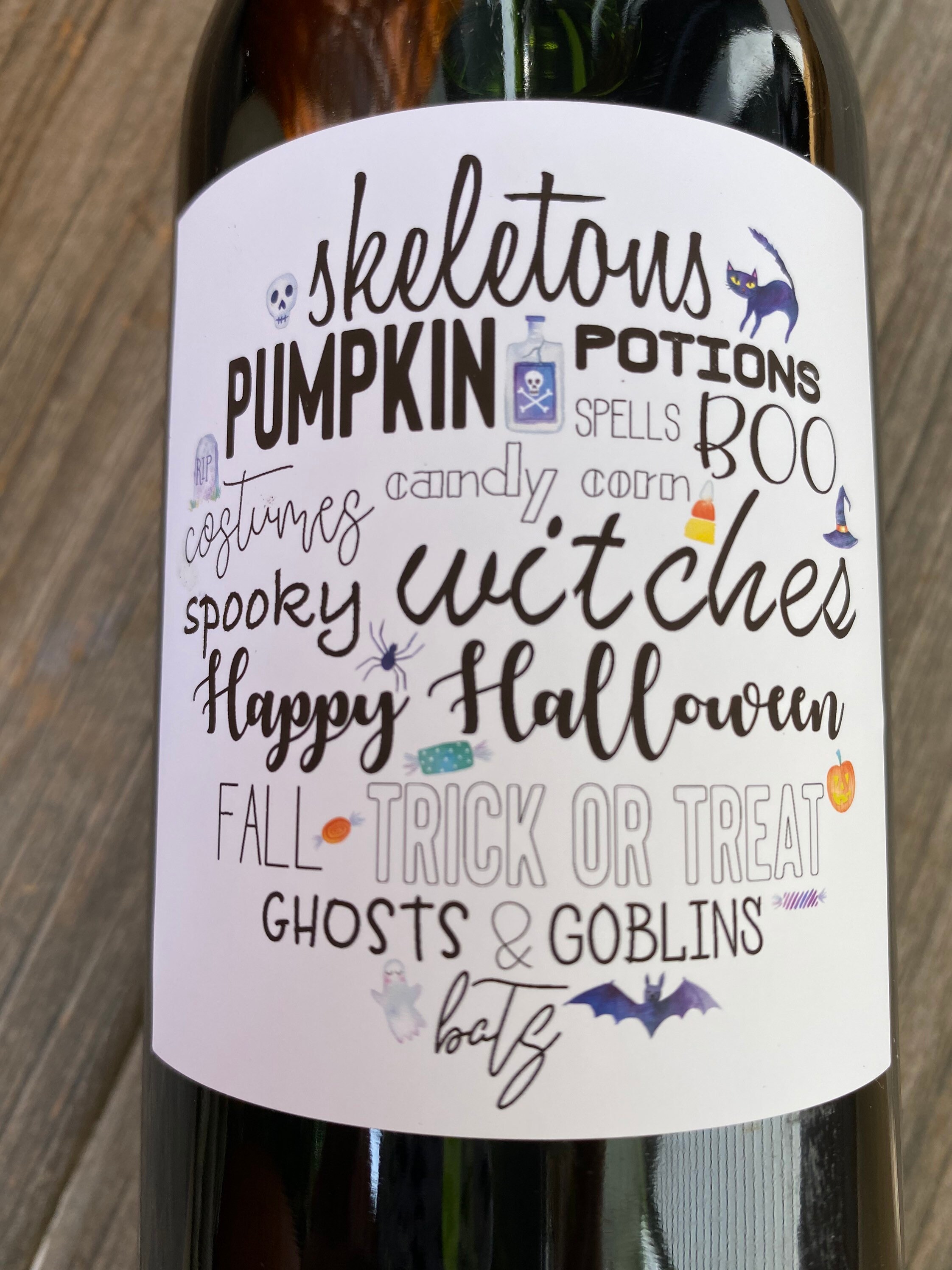 Halloween Wine Label Party Decoration or Hostess Gift | Etsy
