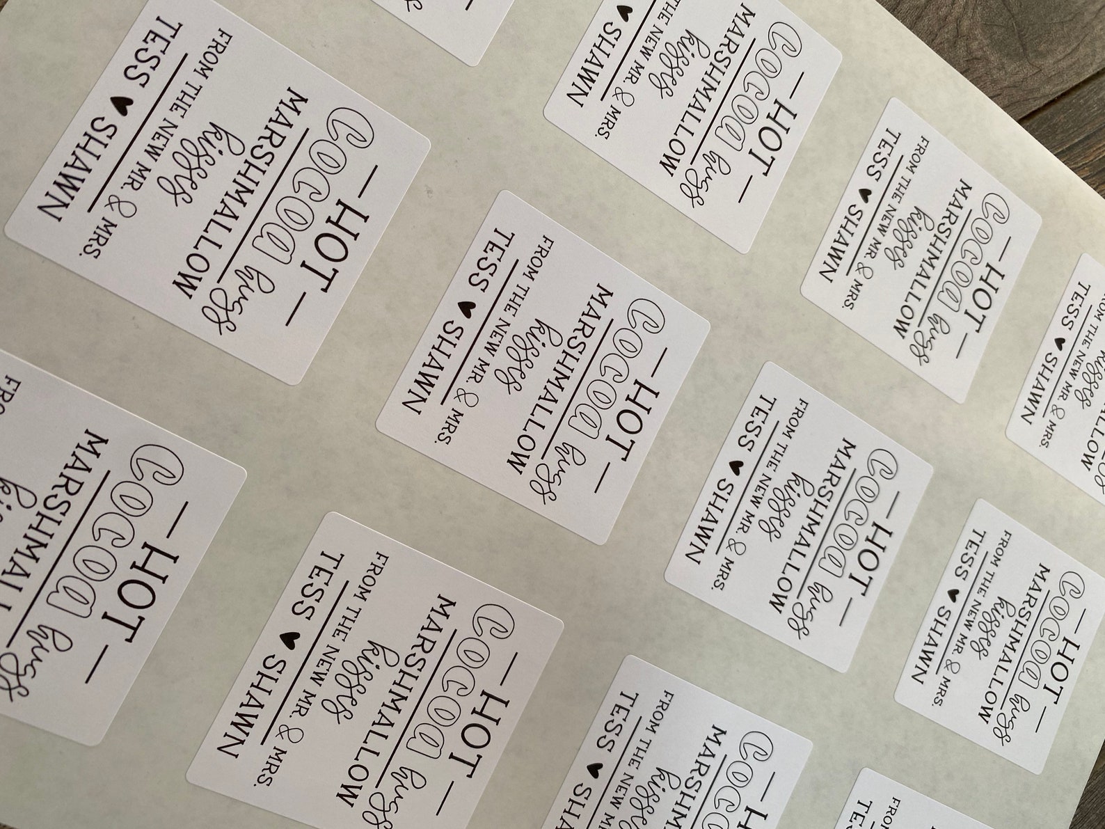 Personalized Hot Cocoa Wedding Favor Stickers, Labels for Hot Chocolate ...