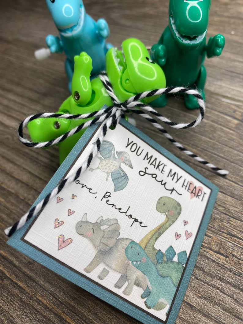 Dinosaur Valentine's Day Card for Kids Class Parties - Etsy