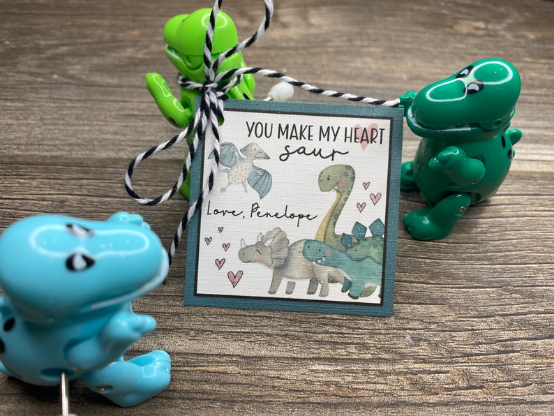 Dinosaur Valentine's Day Card for Kids Class Parties - Etsy