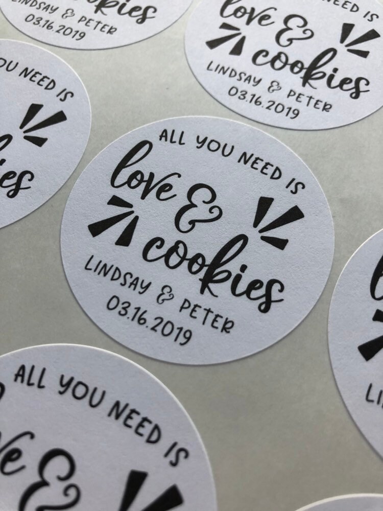 Cookie Favor Stickers All you need is love and cookies | Etsy