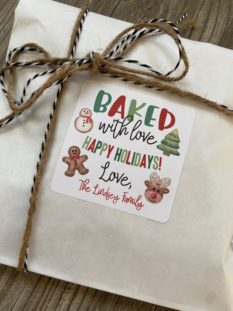 Personalized Baked With Love Christmas Cookie Stickers - Etsy