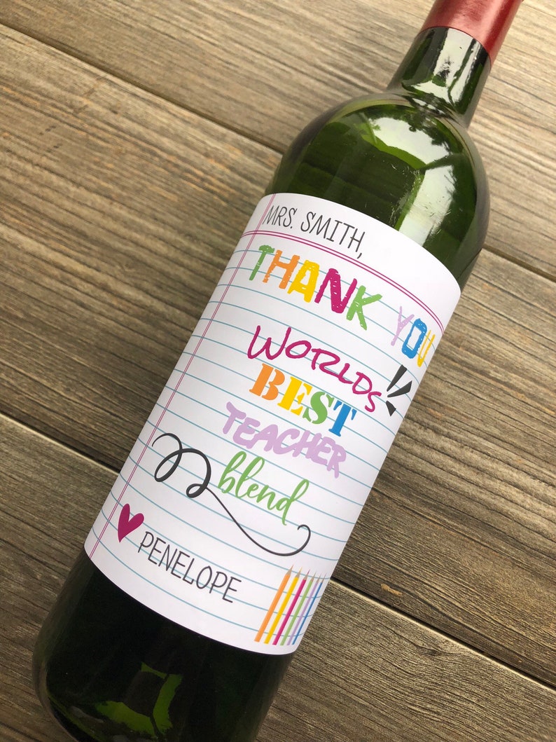 Teacher Gift Teacher Wine Gift Teacher Wine Label End of | Etsy