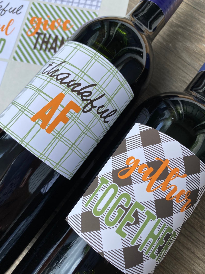 Thanksgiving Wine Label Table Decorations Thanksgiving - Etsy