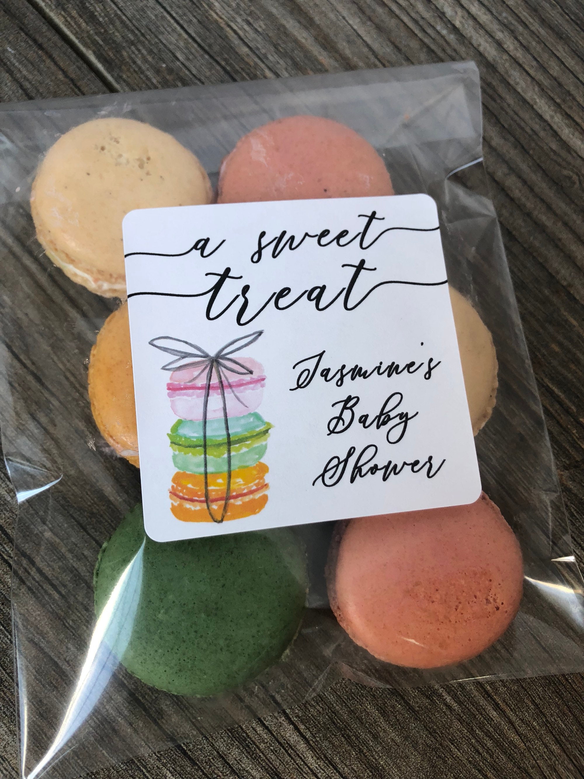 Macaroon Baby Shower Favor Sticker, Bridal Shower, A Sweet Treat, Love ...