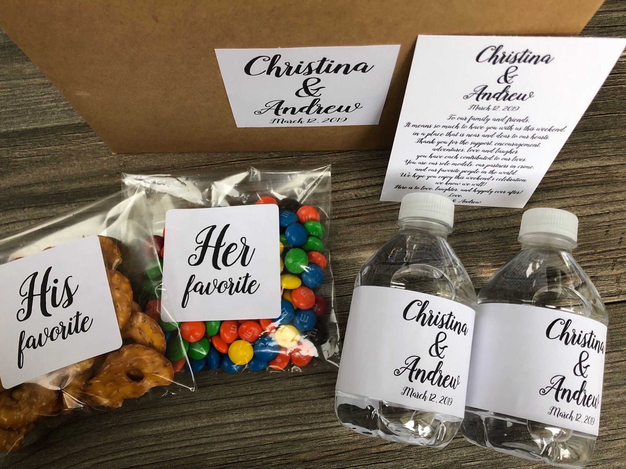 Wedding Welcome Bag Kit for Hotel Guests, Welcome Bag Kit With His and ...