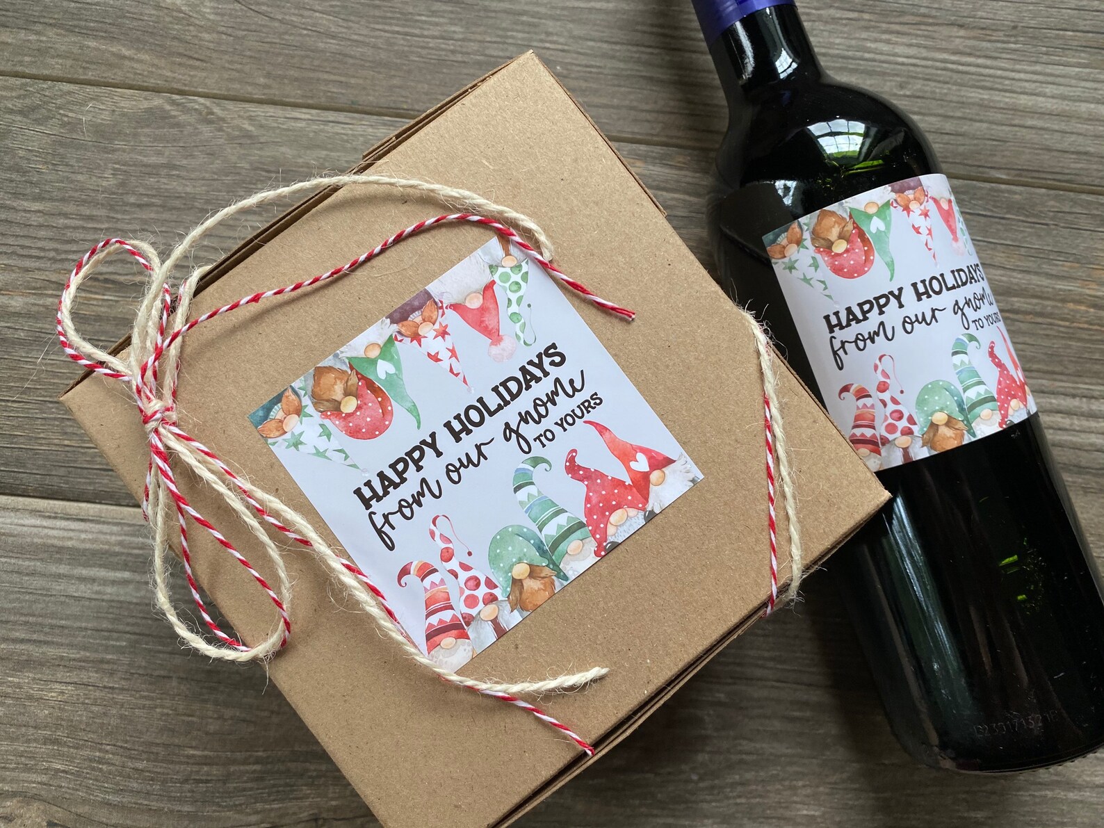 Christmas Wine Labels, Hostess Gift for the Holidays, Baked Treats Box ...