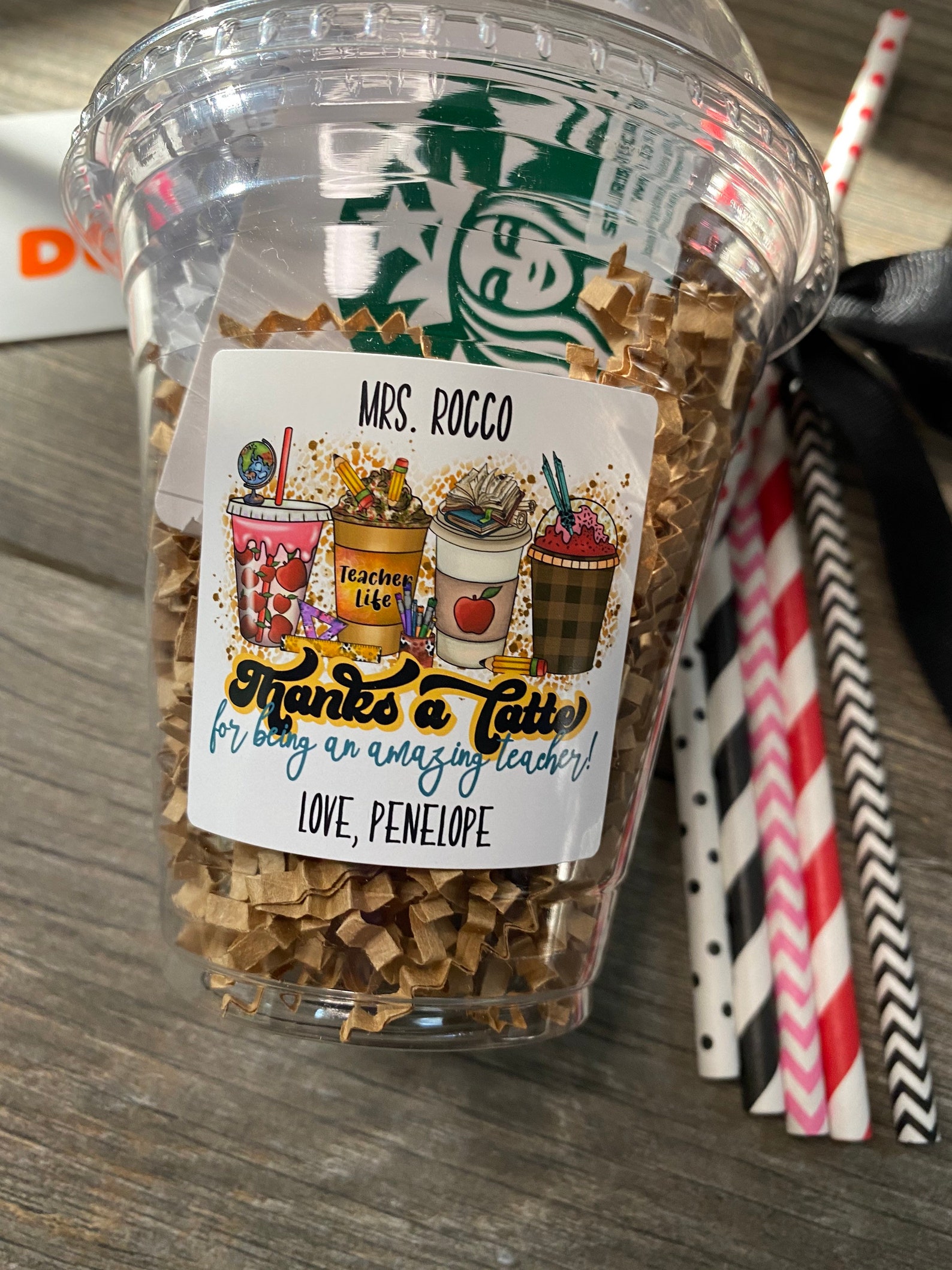 Thank You Teacher Gift Card Holder Thanks a Latte Gift Card - Etsy