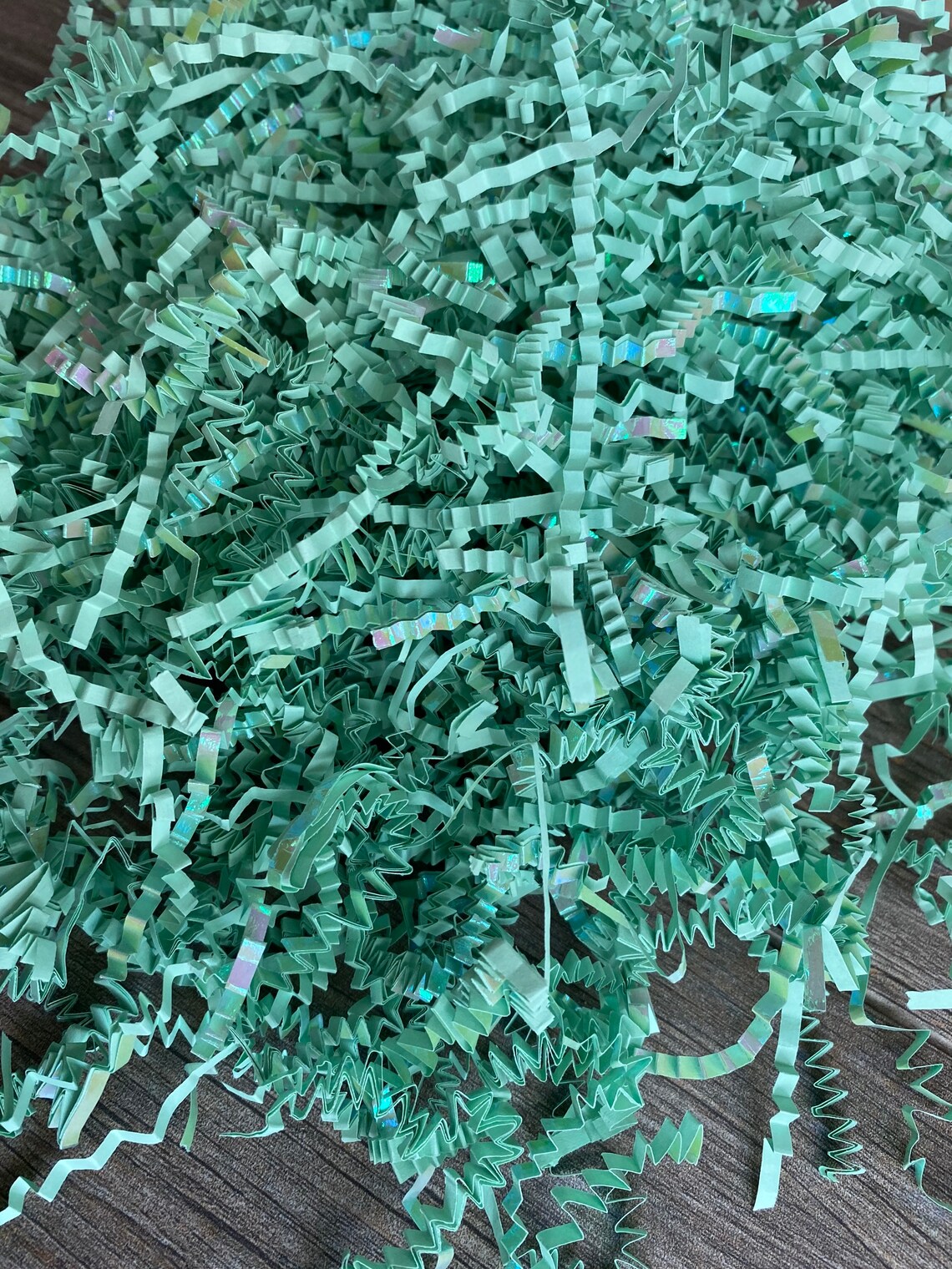 Mint Green Metallic Iridescent Crinkle Cut Paper Shred for - Etsy