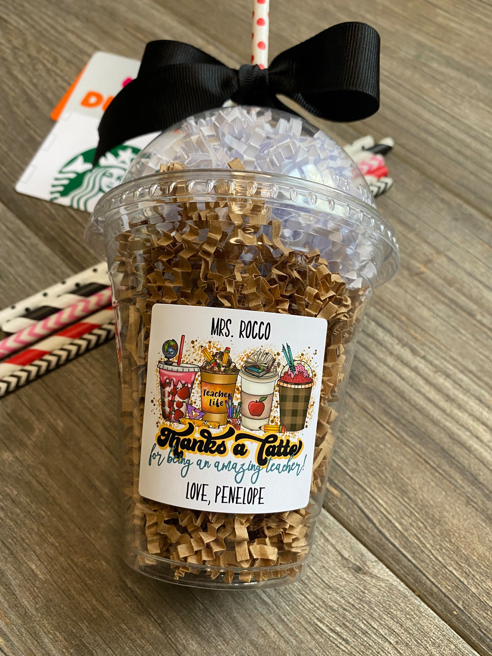 Thank You Teacher Gift Card Holder Thanks a Latte Gift Card - Etsy