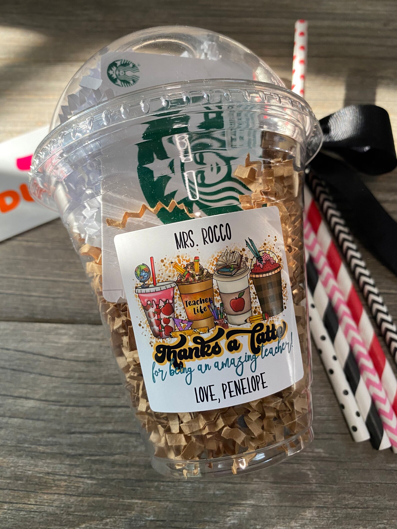 Thank You Teacher Gift Card Holder Thanks a Latte Gift Card - Etsy