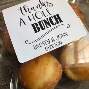 Donut Favor Sticker, Thanks a Hole Bunch, All You Need is Love, Wedding ...