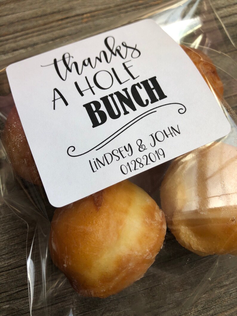 Donut Favor Sticker, Thanks a Hole Bunch, All You Need is Love, Wedding ...