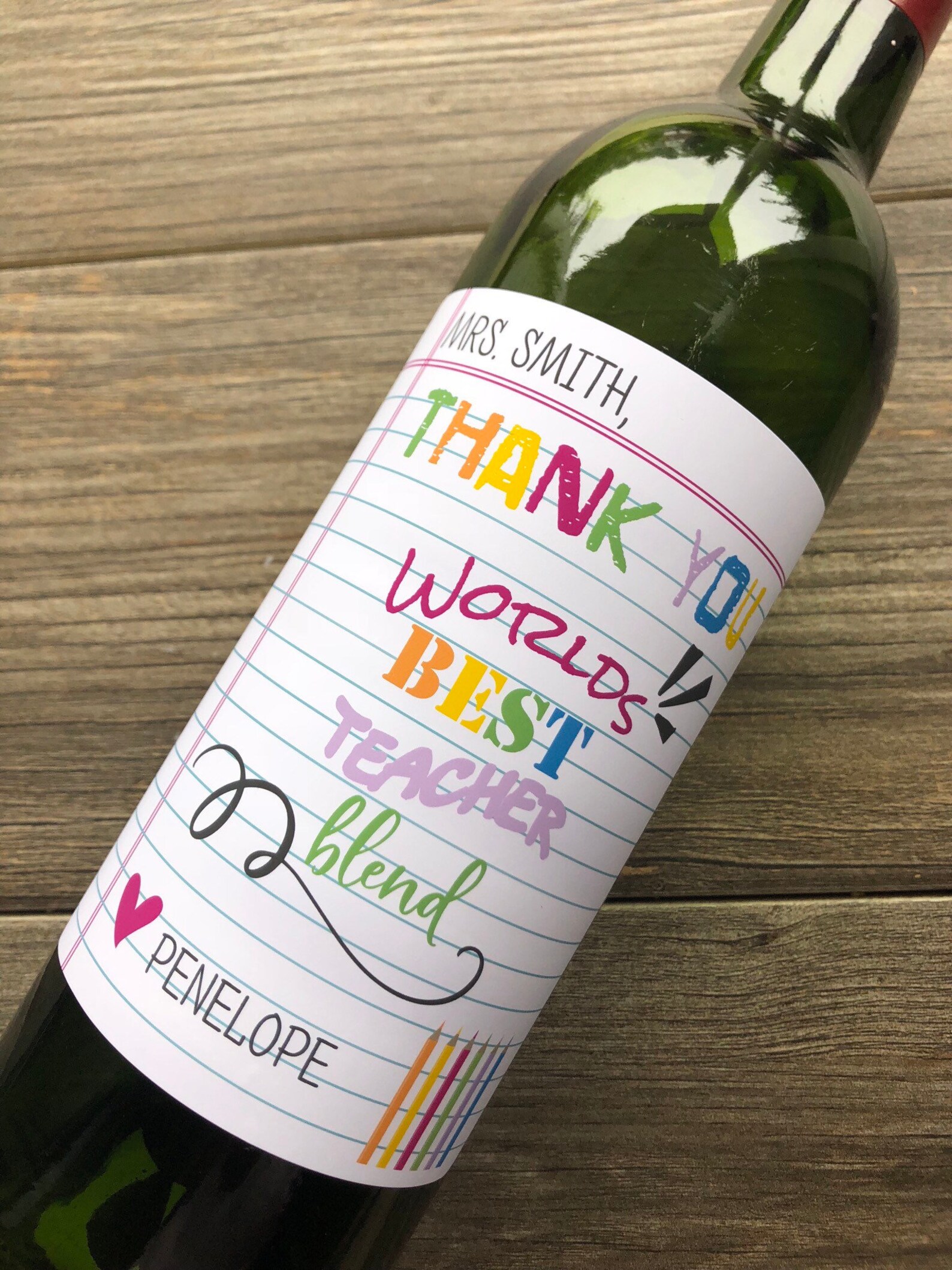 Teacher Gift Teacher Wine Gift Teacher Wine Label End of - Etsy