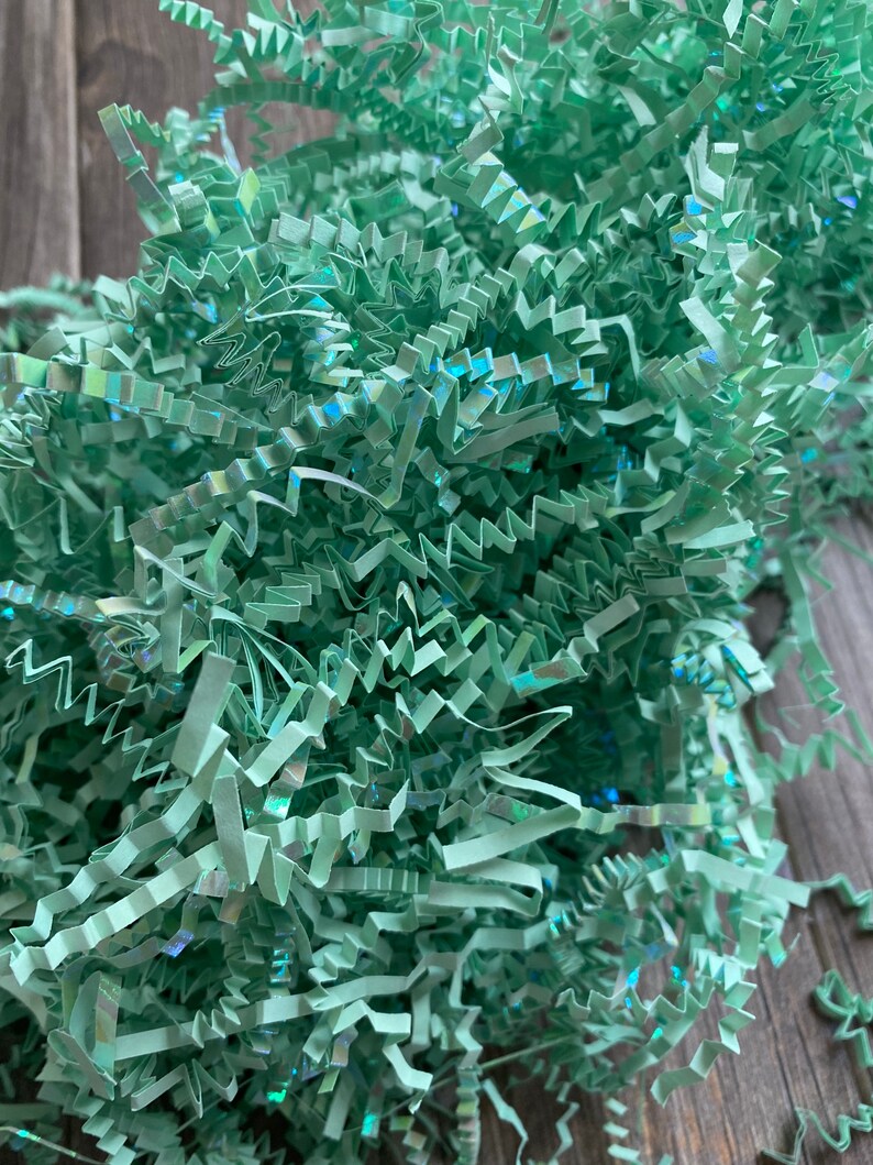 Mint Green Metallic Iridescent Crinkle Cut Paper Shred for - Etsy