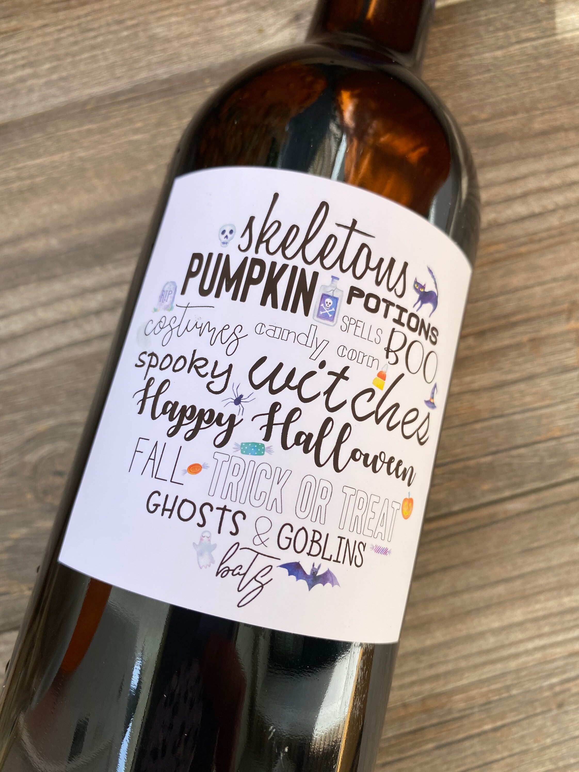 Halloween Wine Label Party Decoration or Hostess Gift | Etsy