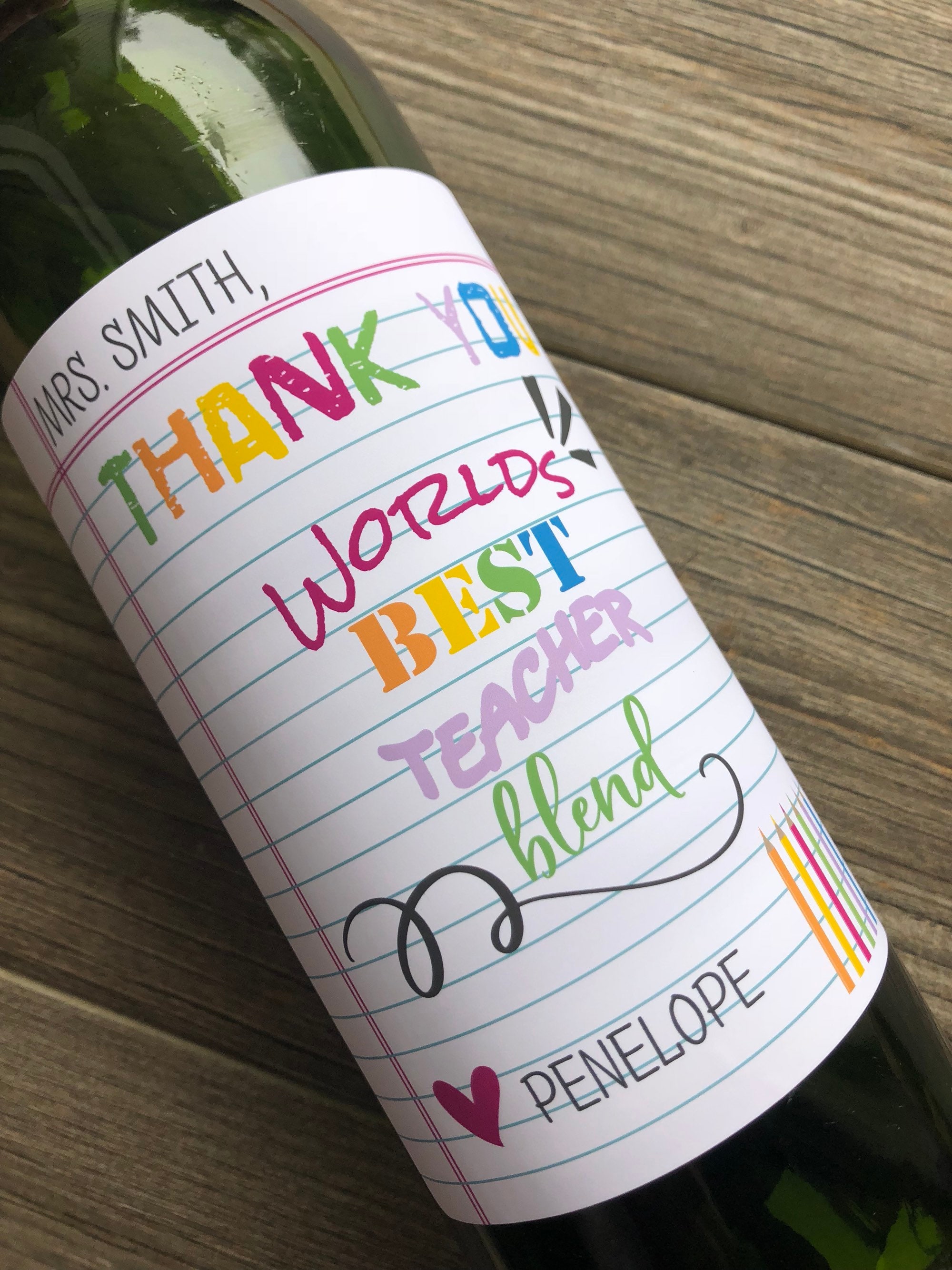 Teacher Gift Teacher Wine Gift Teacher Wine Label End of - Etsy