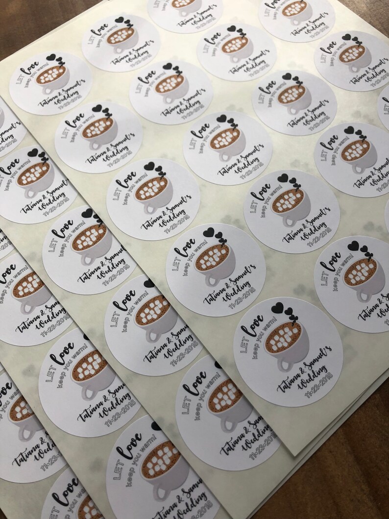 Hot Chocolate Wedding Favor Sticker Let Love Keep You Warm - Etsy