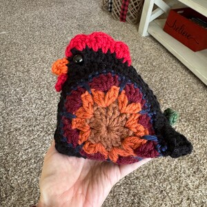 Crochet Granny Square Chicken, Crochet Rooster, Colorful Handmade ...