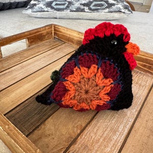Crochet Granny Square Chicken, Crochet Rooster, Colorful Handmade ...
