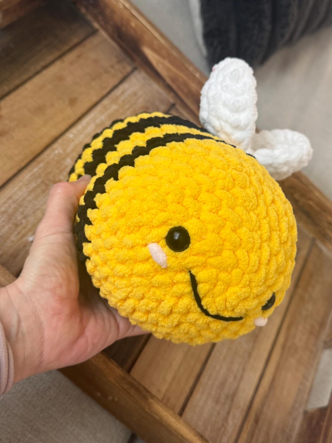 Cute Crochet Bumblebee Plush Stuffed Animal Toy, Crochet Bee Stuffy ...