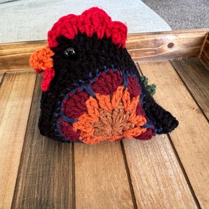 Crochet Granny Square Chicken, Crochet Rooster, Colorful Handmade ...
