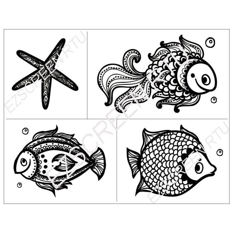 Silk Screen Printing Stencil Fancy Fish Set of 4 For Polymer | Etsy