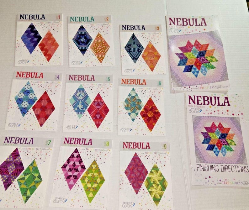 Tula Pink Nebula Block of the Month Kit With King Extention and Rulers ...