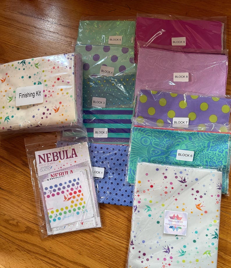 Tula Pink Nebula Block of the Month Kit With King Extention and Rulers ...