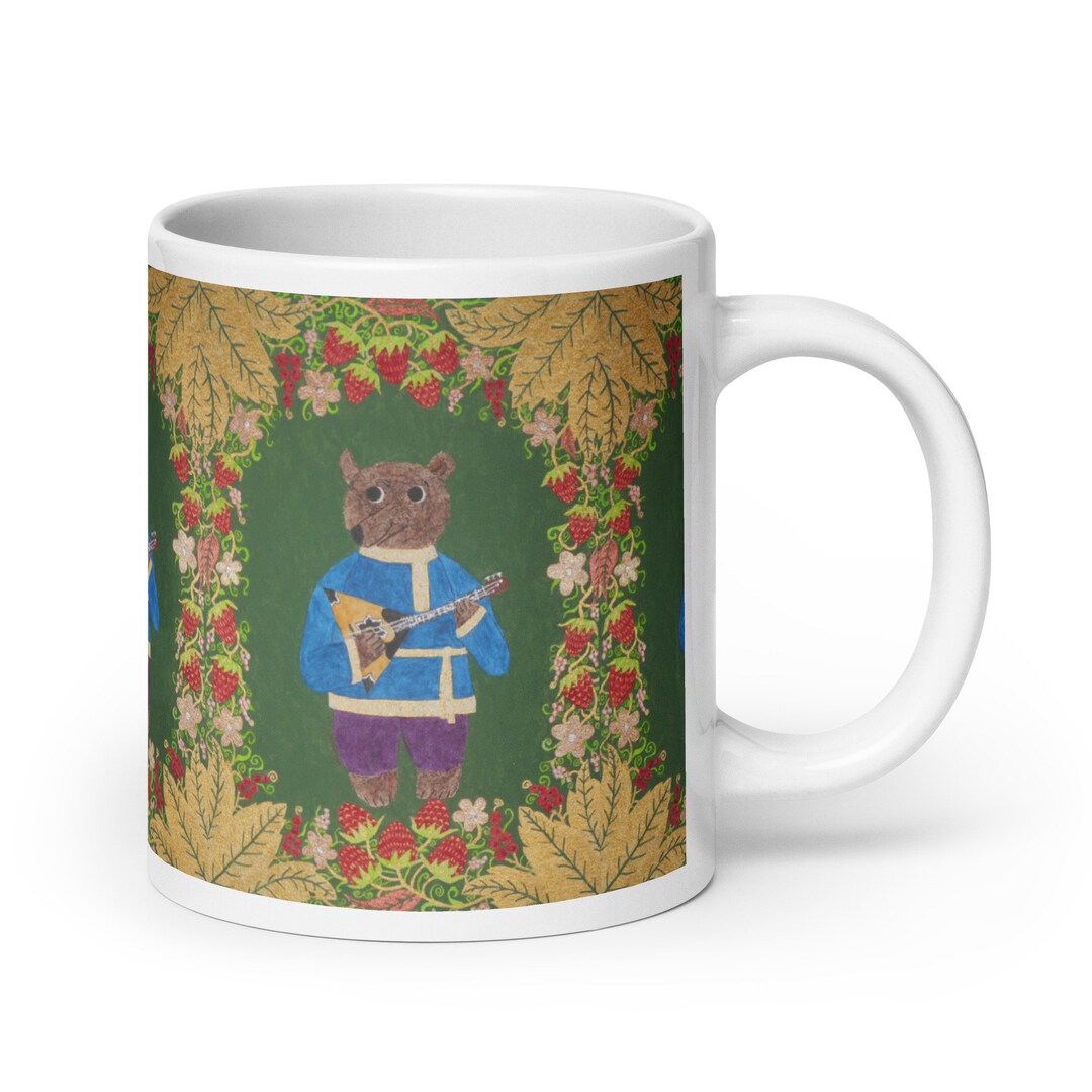 Mishka Russian Slavic Fairytale Folklore Bear White Glossy Mug - Etsy