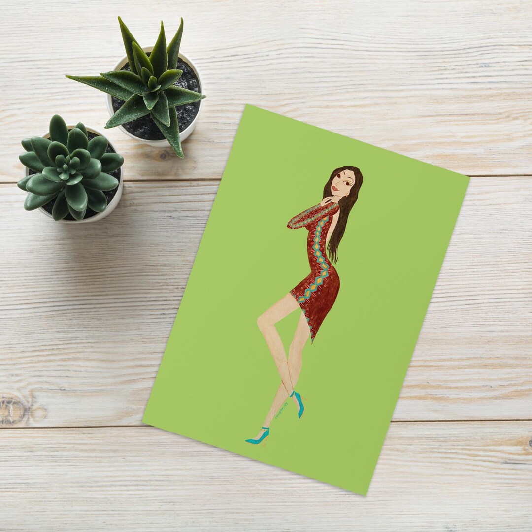 Anoush Fashion Art Illustration Dress Design Greeting Card - Etsy