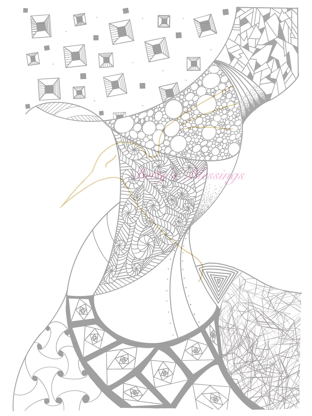 Zentangle Coloring Page - Digital Download - Twist - Etsy