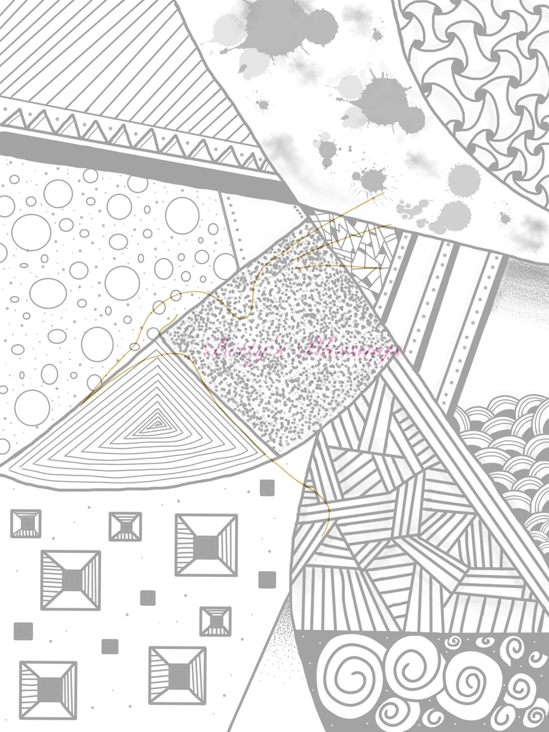 Zentangle Coloring Page - Digital Download - Splat - Etsy