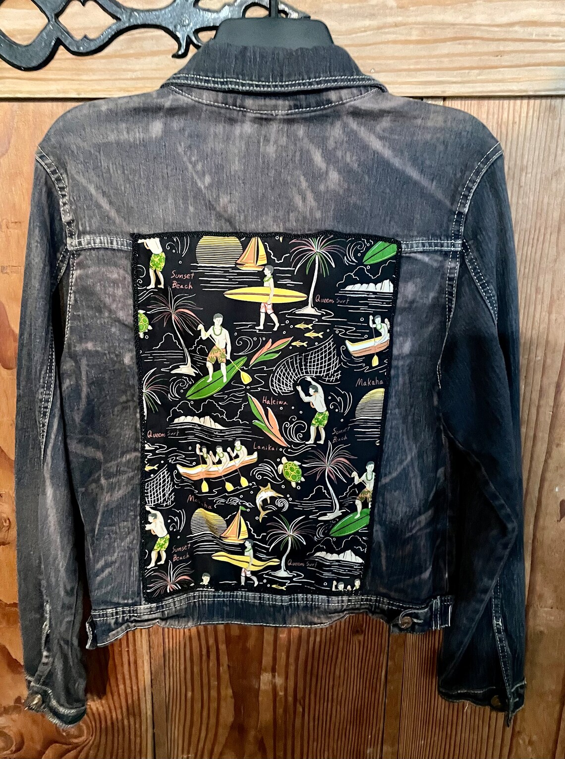 Black Hawaiian Style Womens Denim Jacket - Etsy