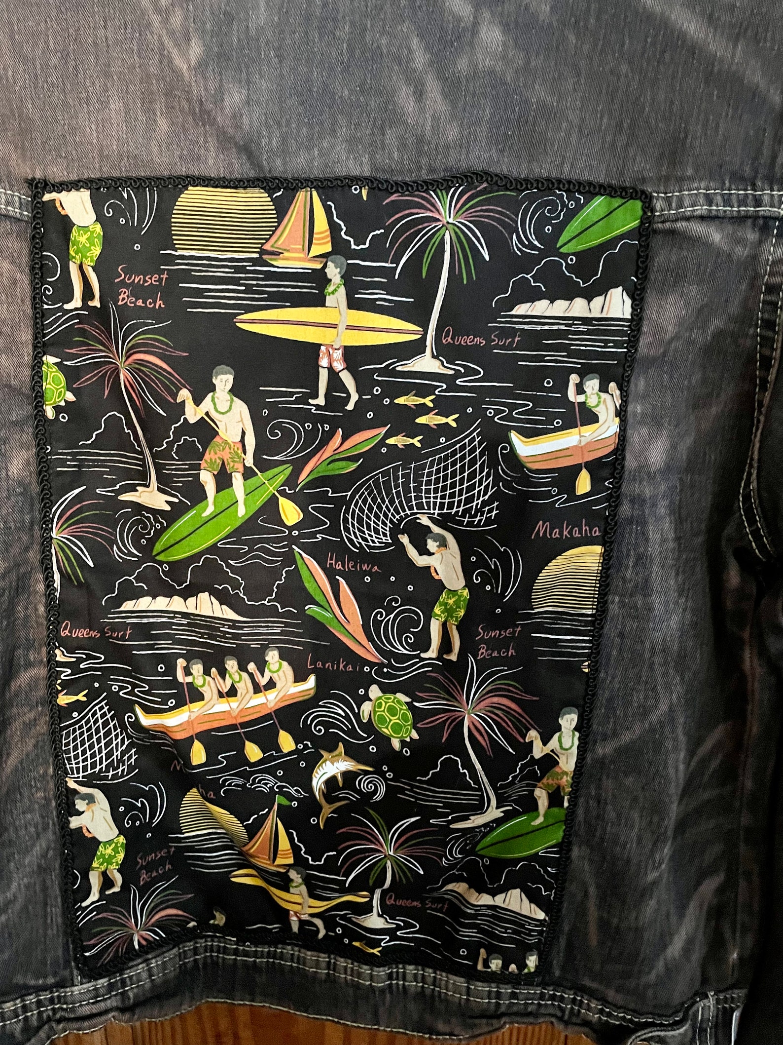 Black Hawaiian Style Womens Denim Jacket - Etsy