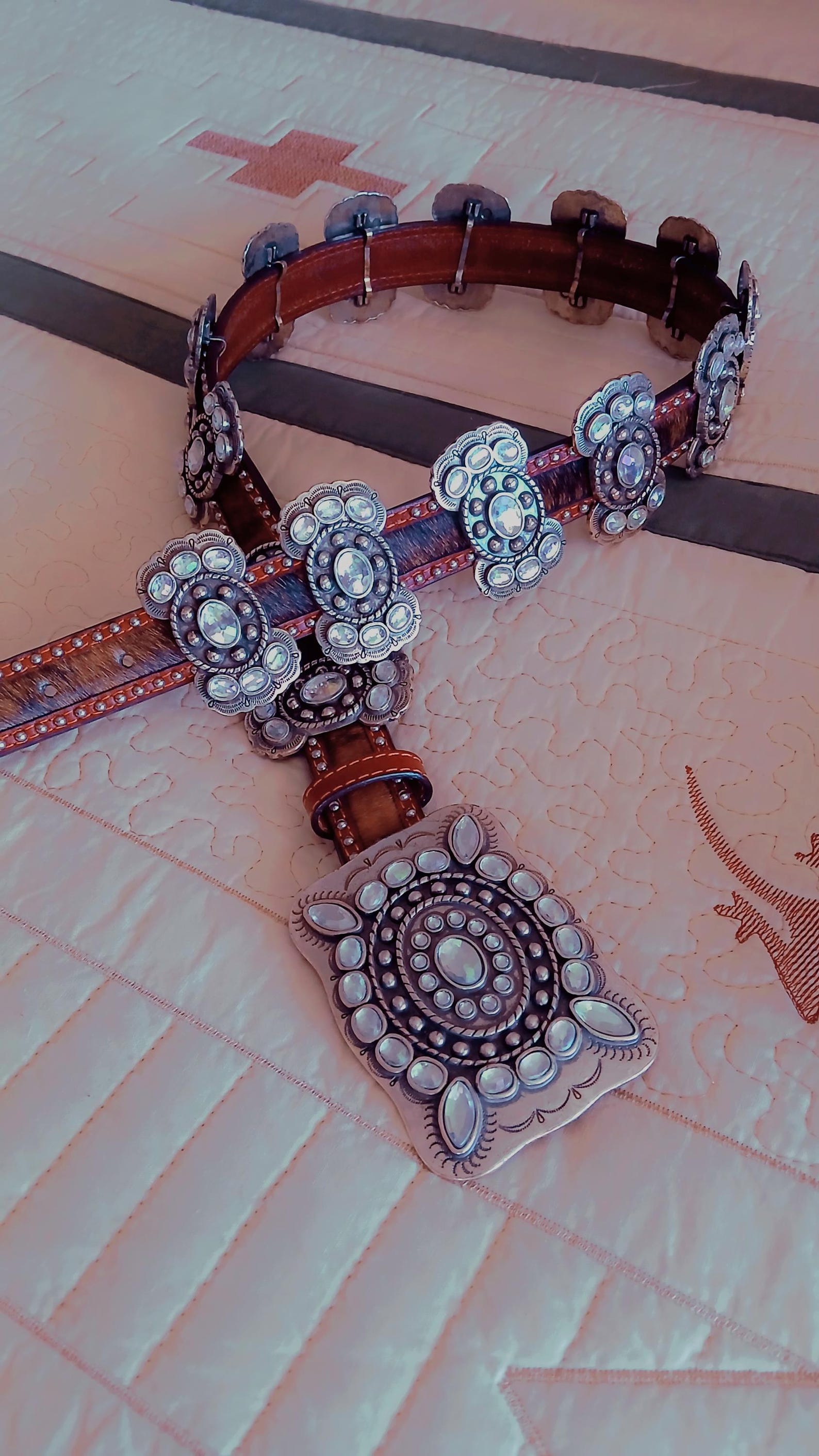 Fancy Bling Cowgirl Concho Belt, Hair-on Cowhide, 32-34". - Etsy