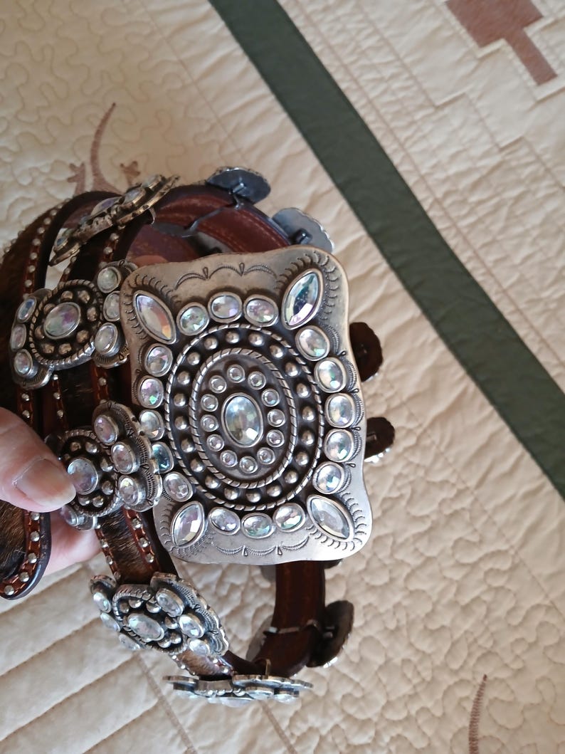 Fancy Bling Cowgirl Concho Belt, Hair-on Cowhide, 32-34". - Etsy
