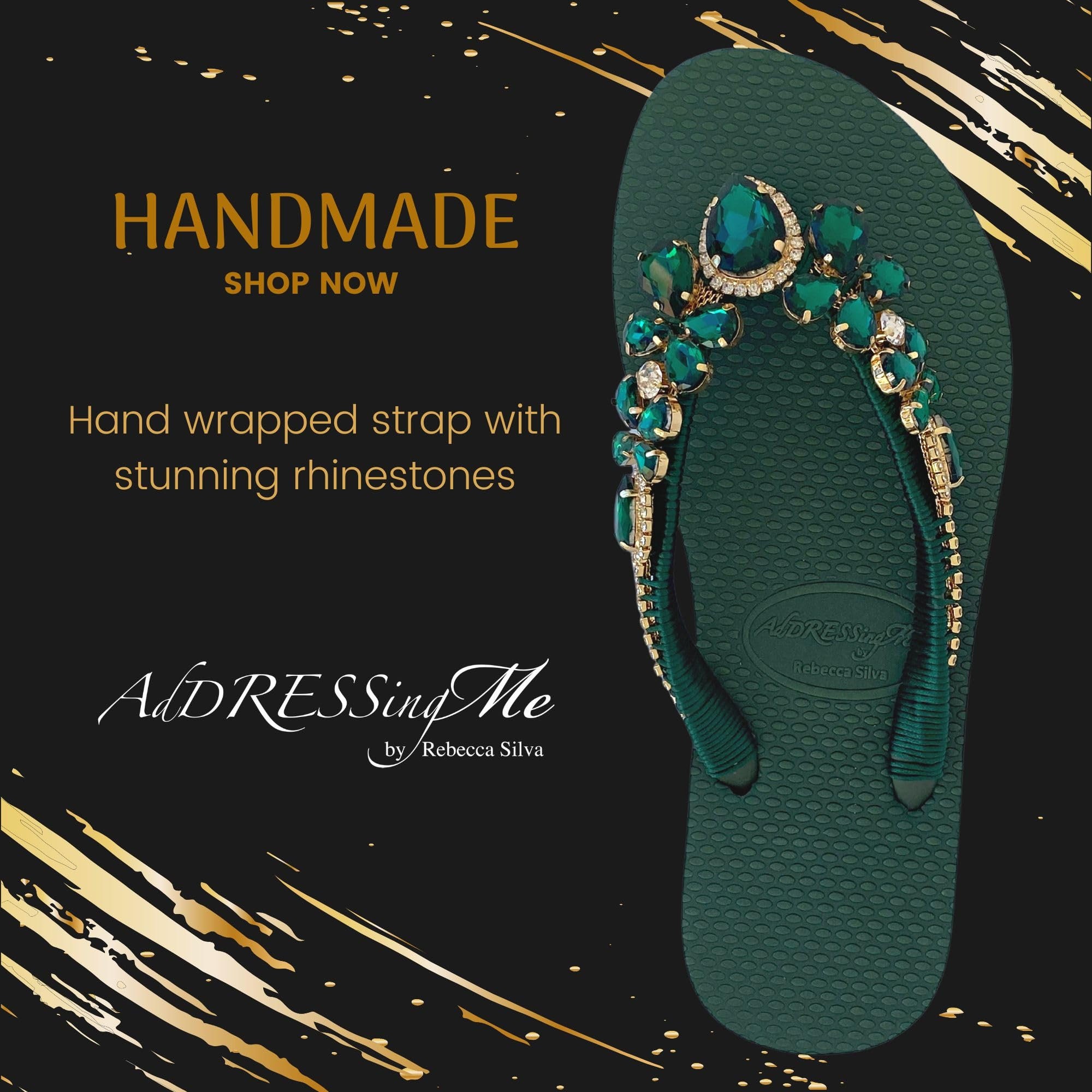 Luxurious Flip Flops for Women Green Luxury Flip Flops With Rhinestones ...