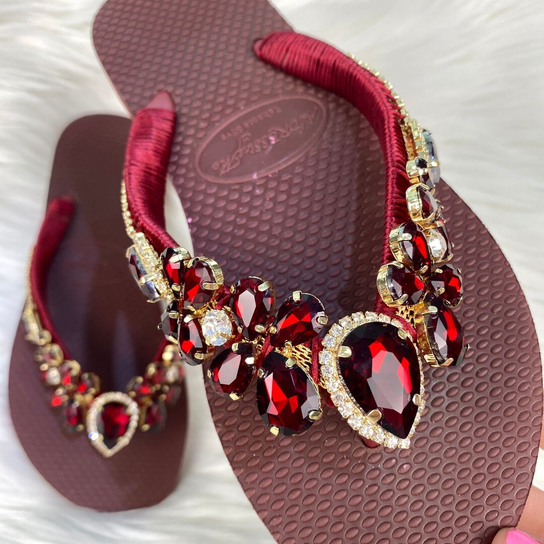 Luxurious Flip Flops With Rhinestones Luxury Flip Flops With ...