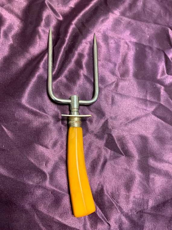 Crazy Cool Carving Fork Vintage Plastic Handle | Etsy