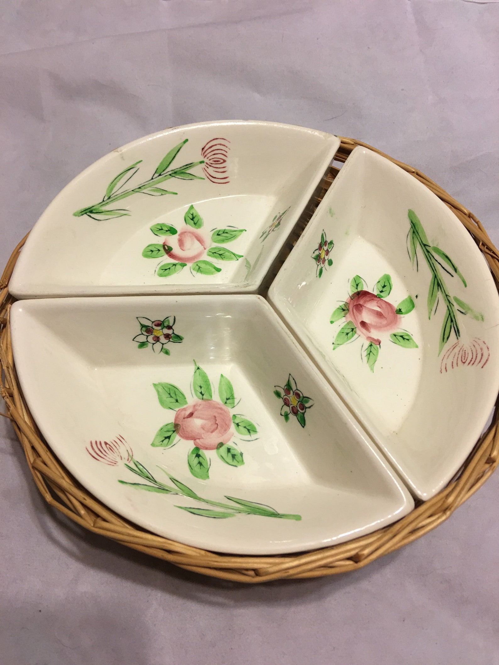 Three Part Condiment or Nut Candy Dish With Basket Vintage - Etsy