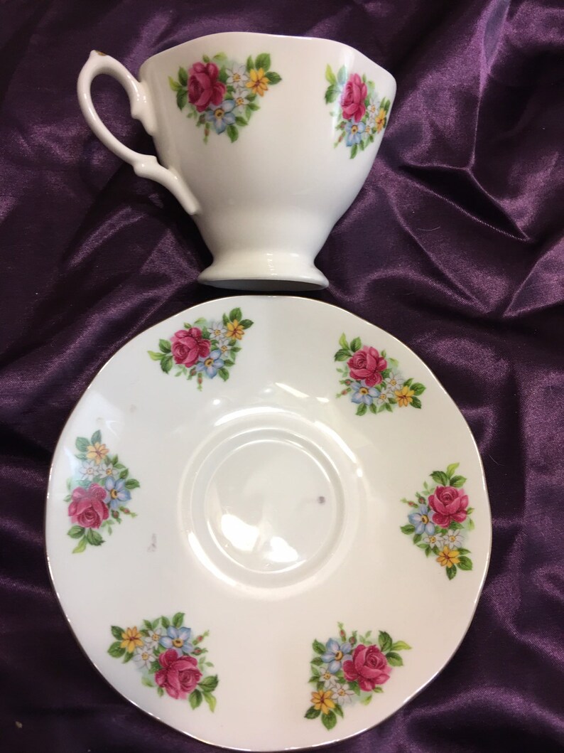 Springfield Bone China Engand Rose Teacup and Saucer Vintage - Etsy